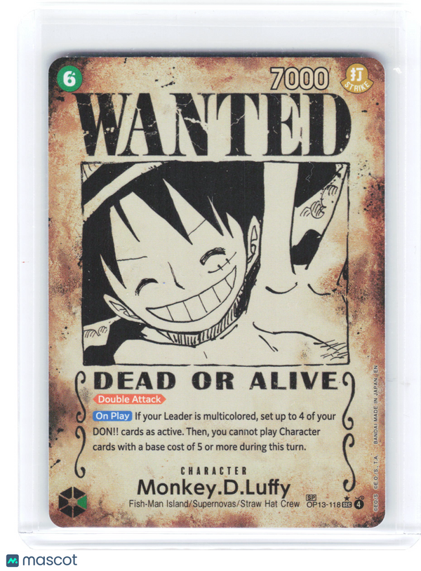 2025 One Piece CG—Monkey D. Luffy (Wanted Poster) #OP13-118—Secret Rare ...