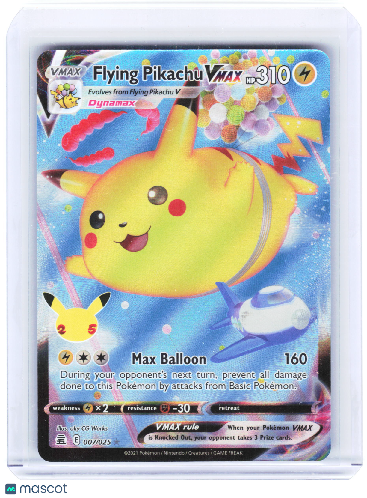 2021 Pokemon—Flying Pikachu VMAX #007/025 Celebrations—Ultra Rare Holo ...