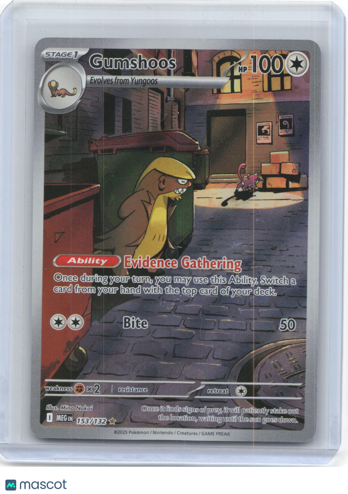 2025 Pokemon—Gumshoos #153/132 Mega Evolution—Illustration Rare Foil ...