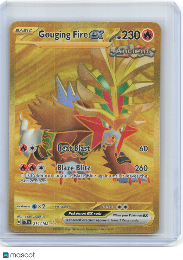 2024 Pokemon—Gouging Fire ex #214/162 Temporal Forces—Hyper Rare Gold ...