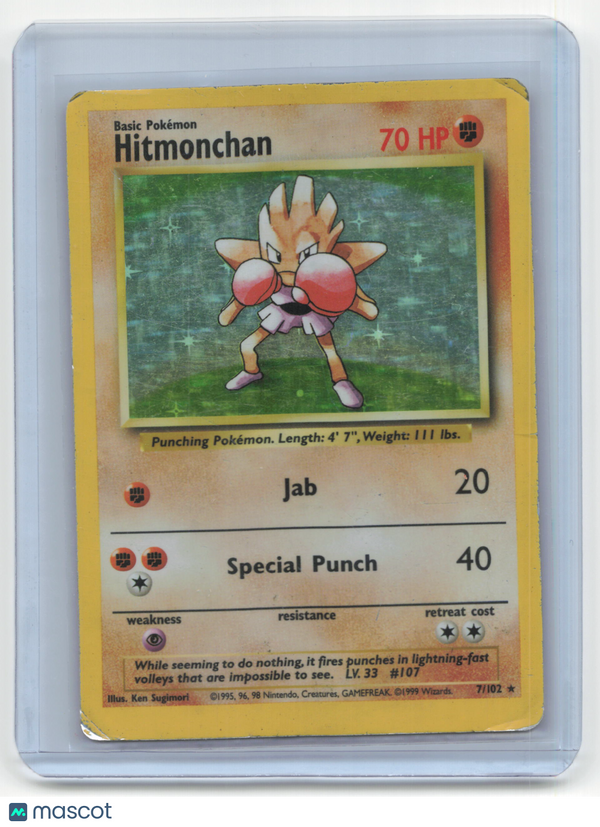 1999 Pokemon TCG Hitmonchan Base Set #7/102 Damaged Holo – Papa Joey's ...