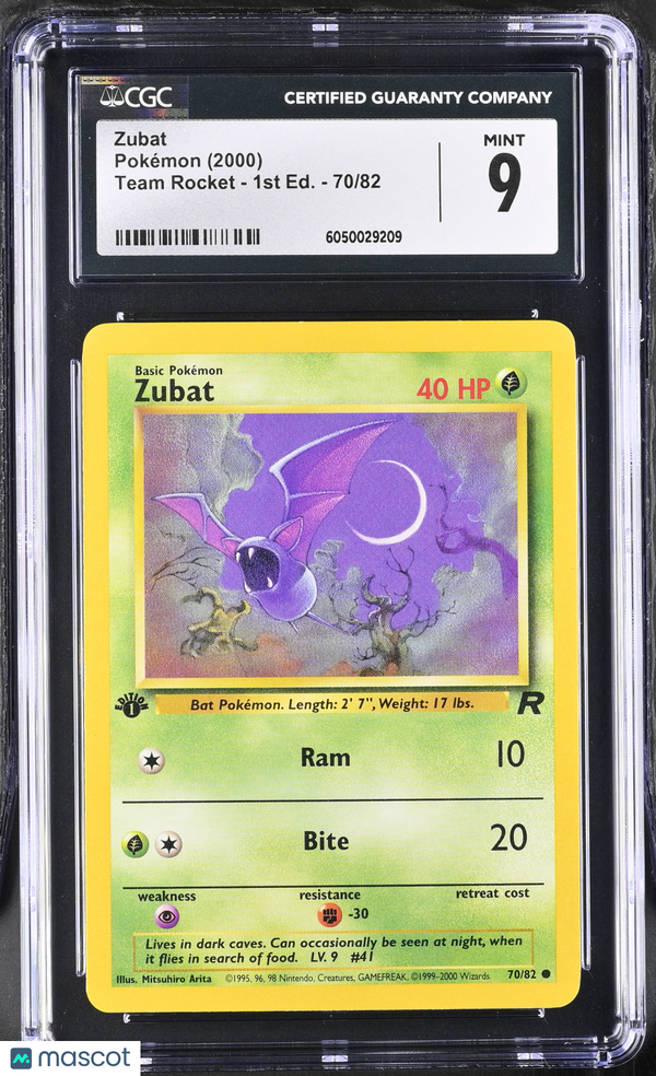 2000 Pokemon—Zubat #70 Team Rocket—Common Non-Holo 1st Edition CGC 9 ...